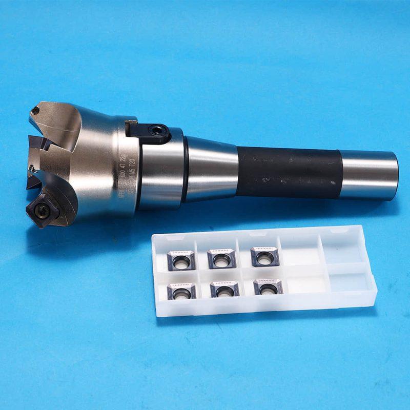 50mm Face Milling Cutter 4 Flute 45° R8 FMB22 Arbor Shank SEKT1204 ...